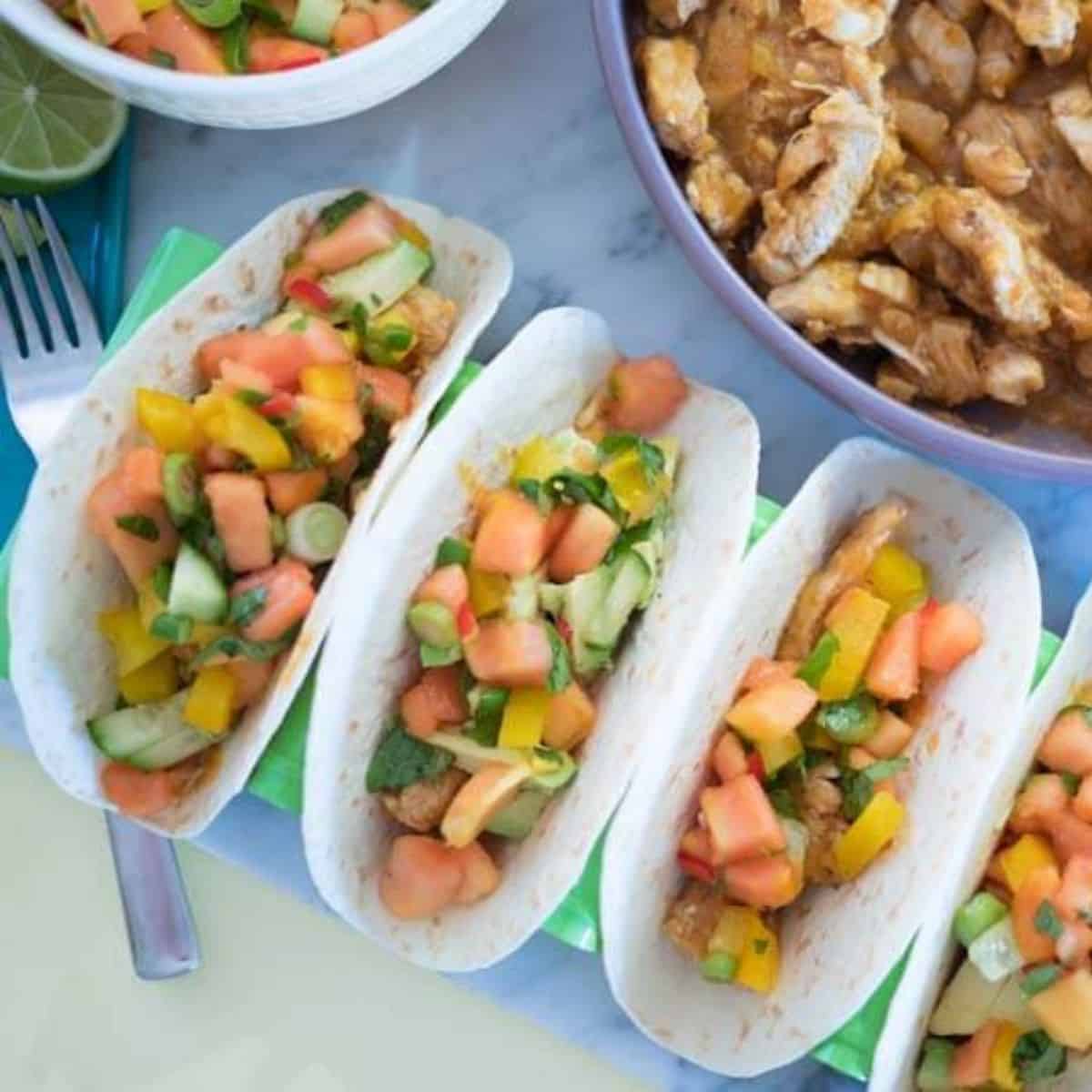 Papaya chicken tacos with papaya salsa - Kidgredients